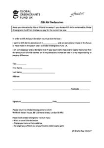 GGF UK Gift Aid Declaration Form | Global Greengrants Fund